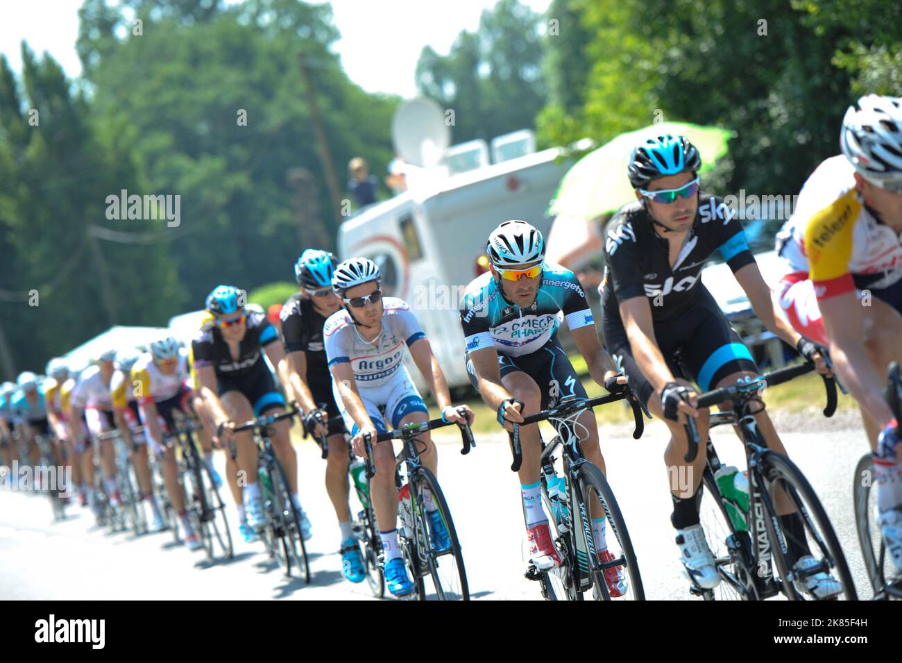Jerome Pineau of team Omega Pharma Quickstep rides amongst the peloton ...