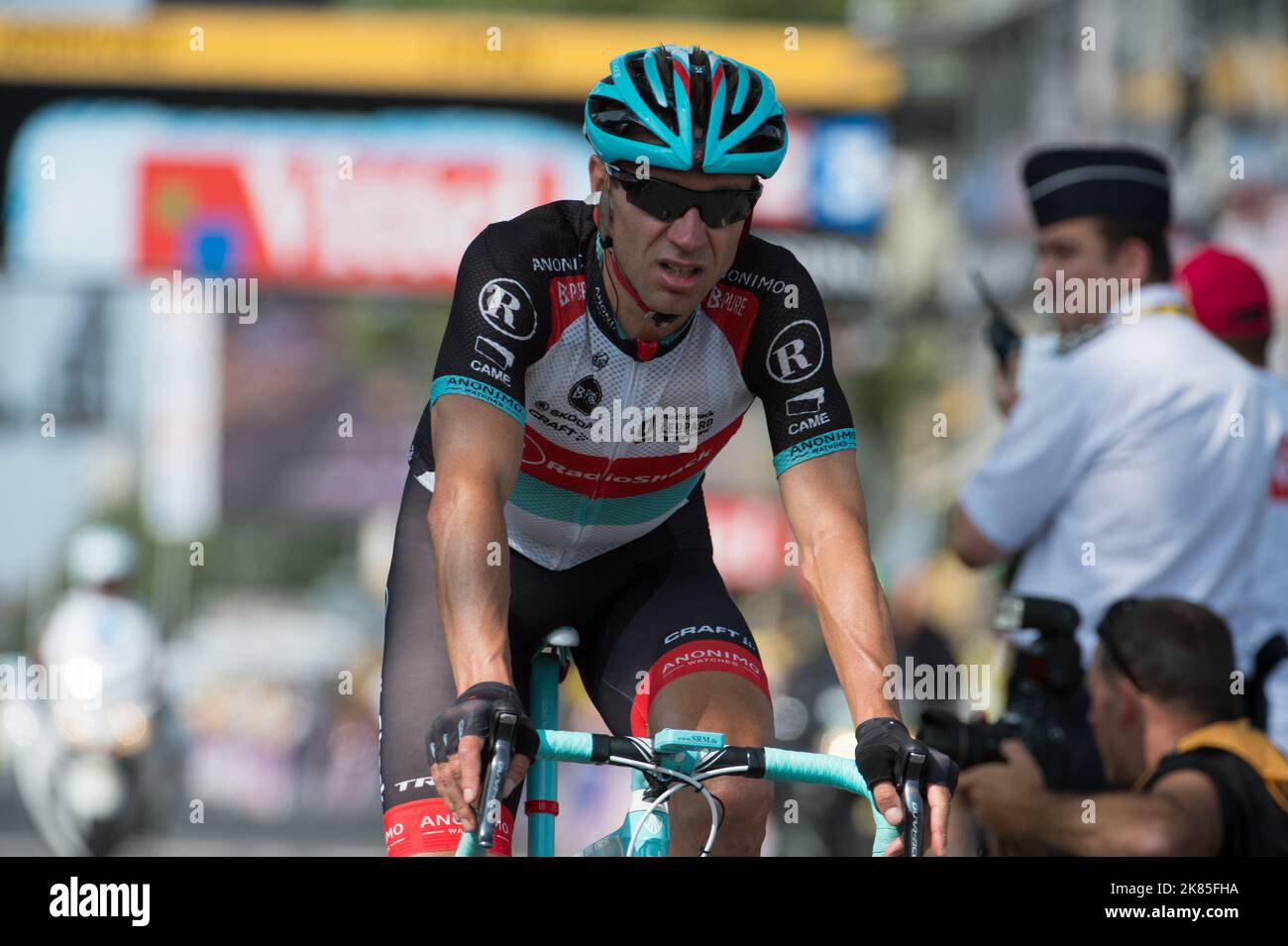 Jens Voigt of team Radioshack Leopard crosses the finish line in 17th ...