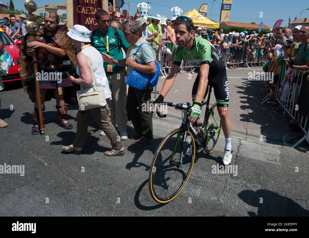 Team Belkin's Bram Tankink (NED) rides to the start of the race in ...