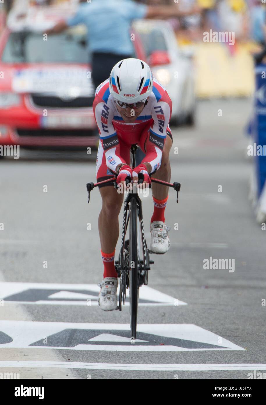 Joaquim Rodriguez team Katusha crosses the finish line Stock Photo - Alamy