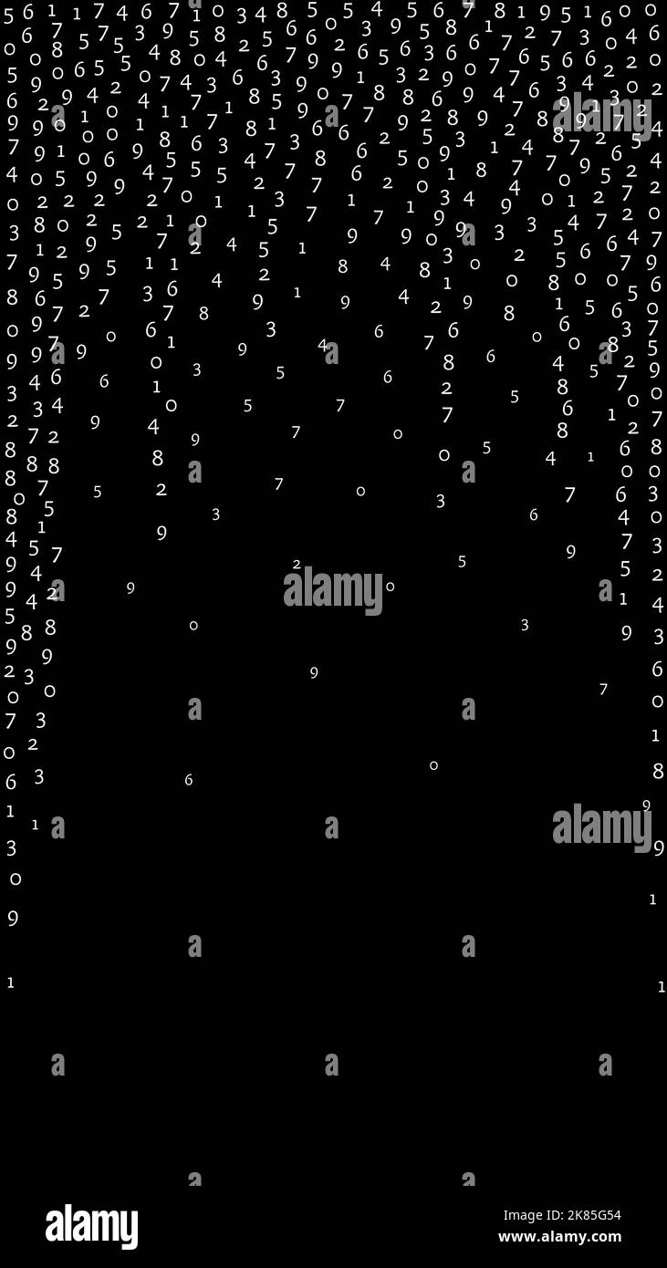 Falling numbers, big data concept. Binary white orderly flying digits ...