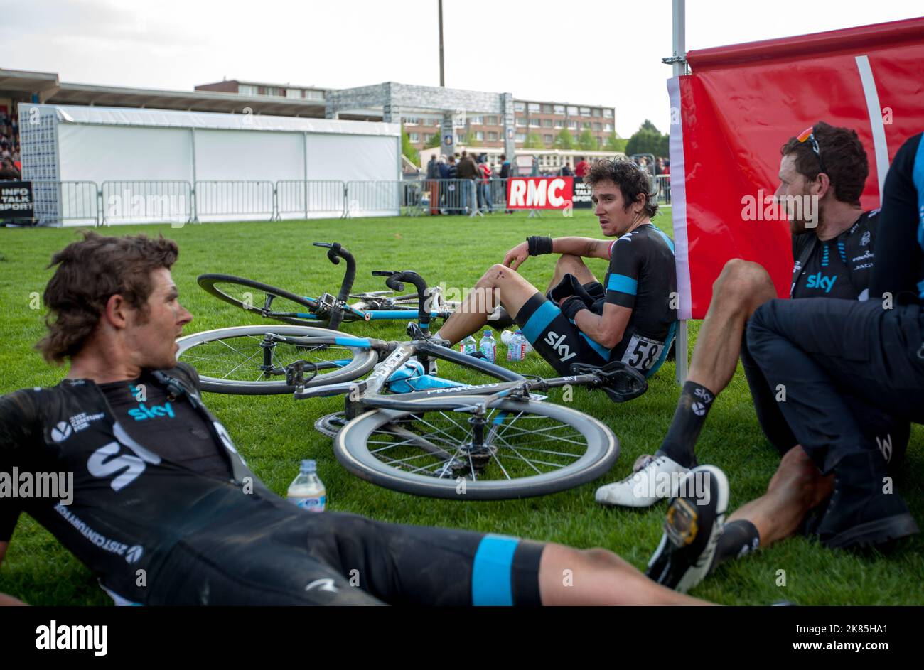 The Team Sky Team mates of Luke Rowe, Bradley Wiggins and Geraint ...