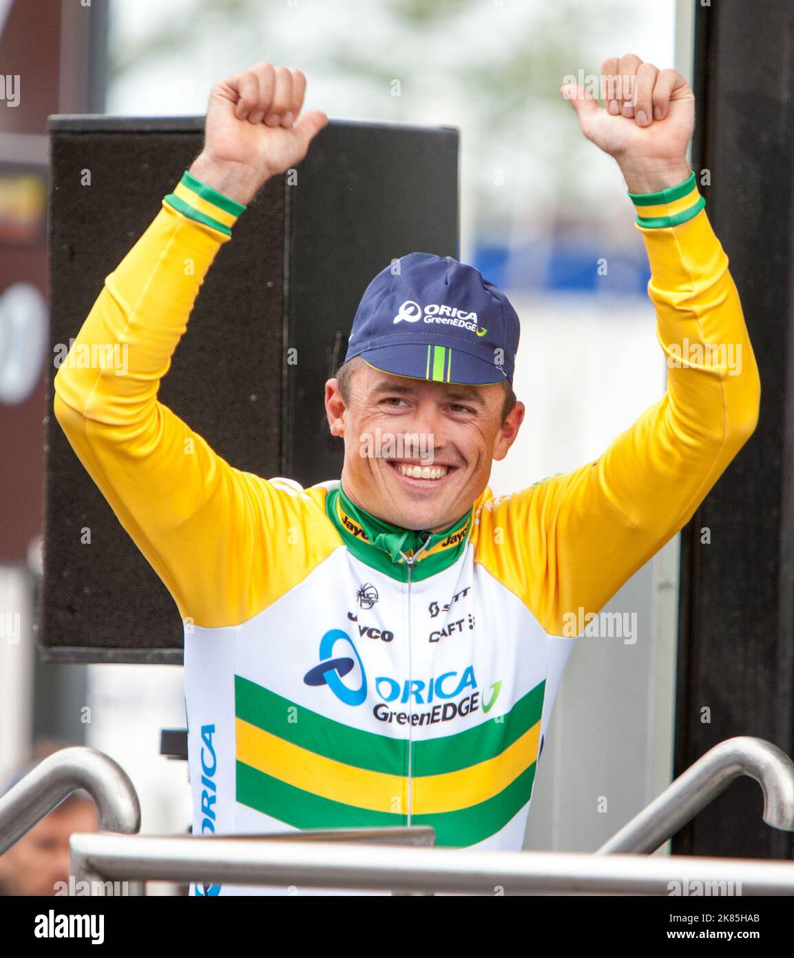 Australian Road Race Champion Simon Gerrans celebrates winning the ...