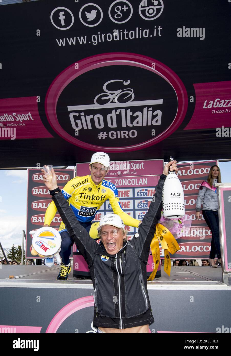 Michael Rogers team Saxo Tinkoff Bank celebrates winning Stage 20 of ...