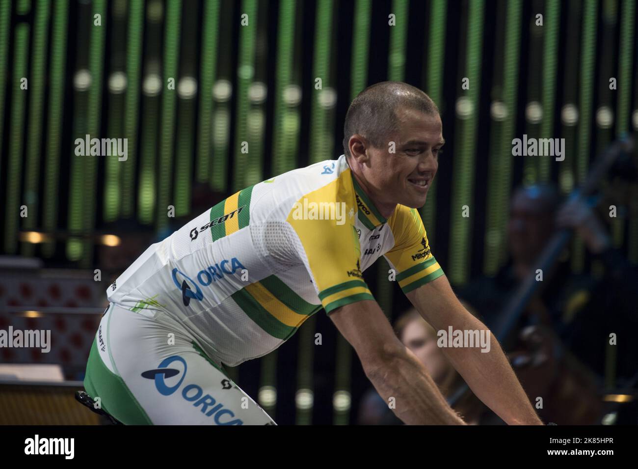 Simon Gerrans team Orica Greenedge rides on stage for the opening ceremony of the Tour de France ...