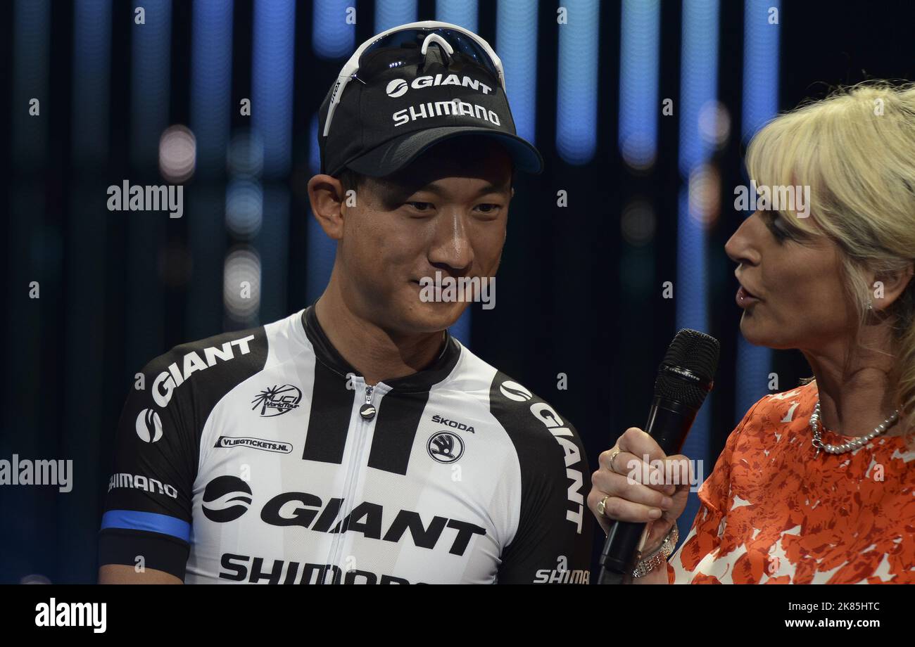 Tour de France 2014. The Opening ceremony in Leeds, UK. Ji Cheng the ...
