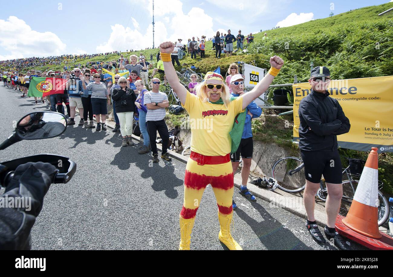 A fan dressed as Hulk Hogan during stage two of the Tour de France ...
