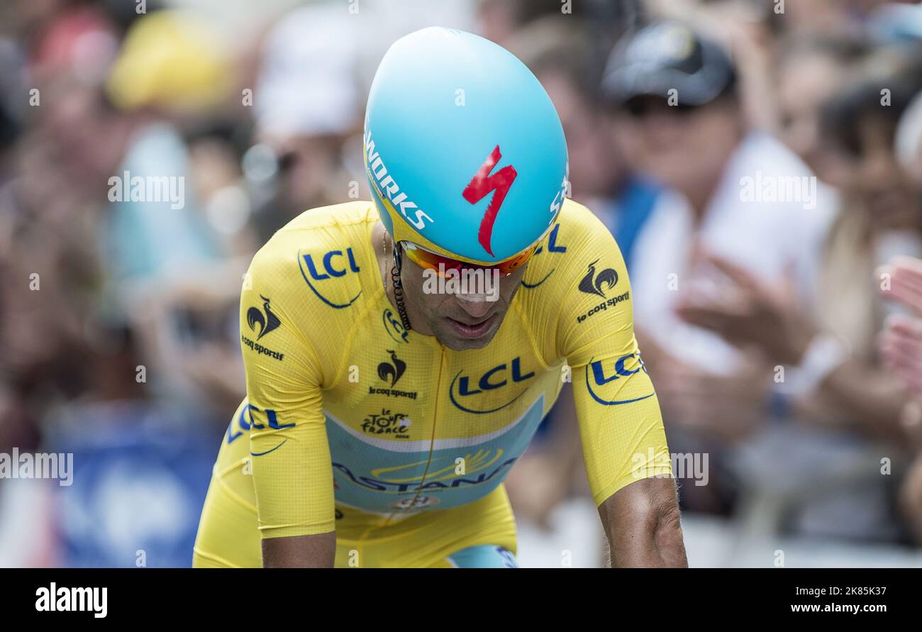 Vincenzo Nibali team Astana crosses the finish line in 4th position and ...