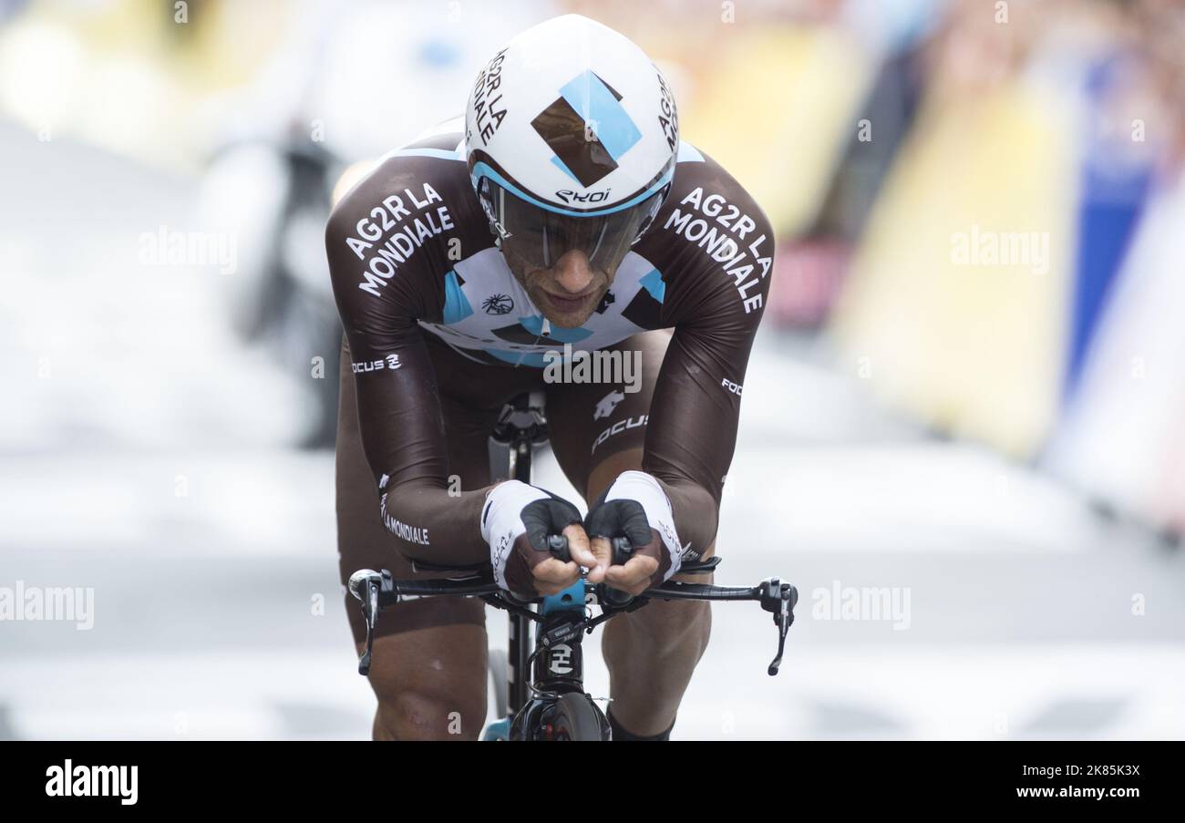 Jean Christophe Peraud team AG2R La Modiale crosses the finish line ...