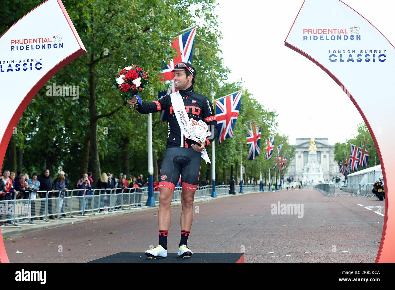 Winner NFTO's Adam Blythe takes his place at the podium at the end of ...