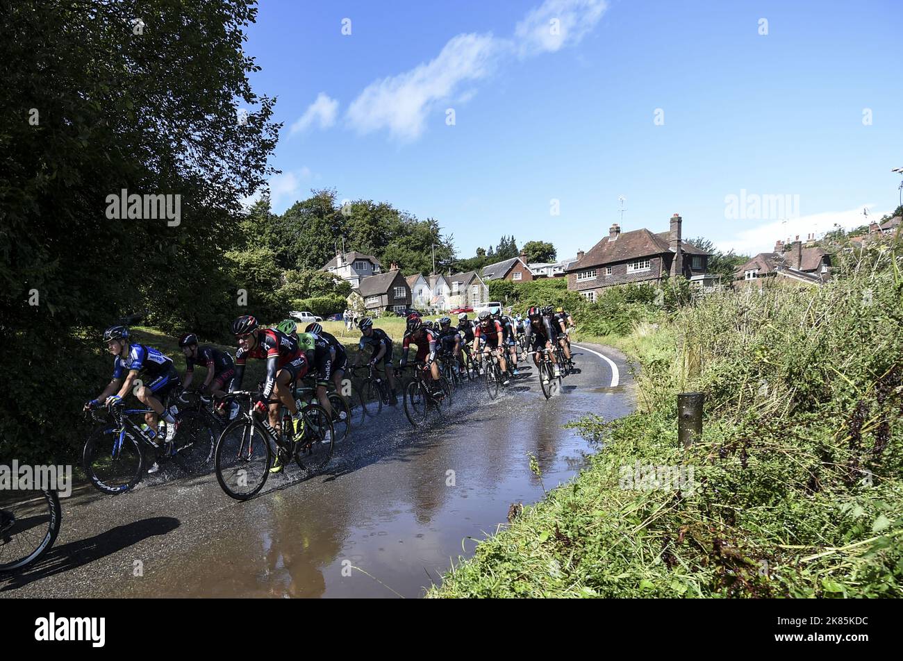 Phillipe Gilbert rides through the countryside for team BMC Stock Photo ...