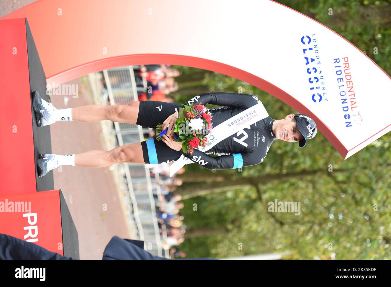 Ben Swift stands on the Podium after coming second overall in front of ...