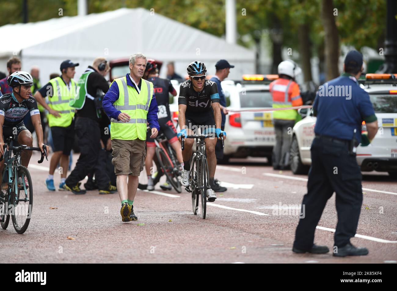 Ben Swift team Sky rides away from the finish line on the Mall in ...