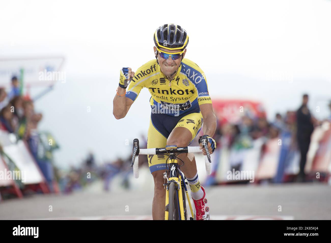 Jesus Hernandez of team Tinkoff Saxo crosses the finish line in 13th ...