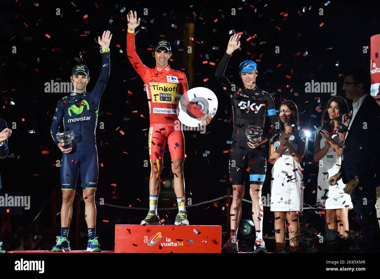 (Left to Right) Team Movistar's Alejandro Valverde, Team Tinkoff Saxo's ...