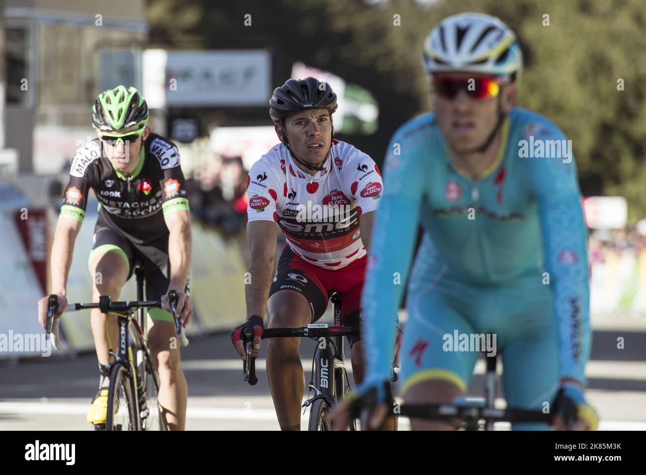 Pjilippe Gilbert team BMC racing crosses the finish line wearing the ...