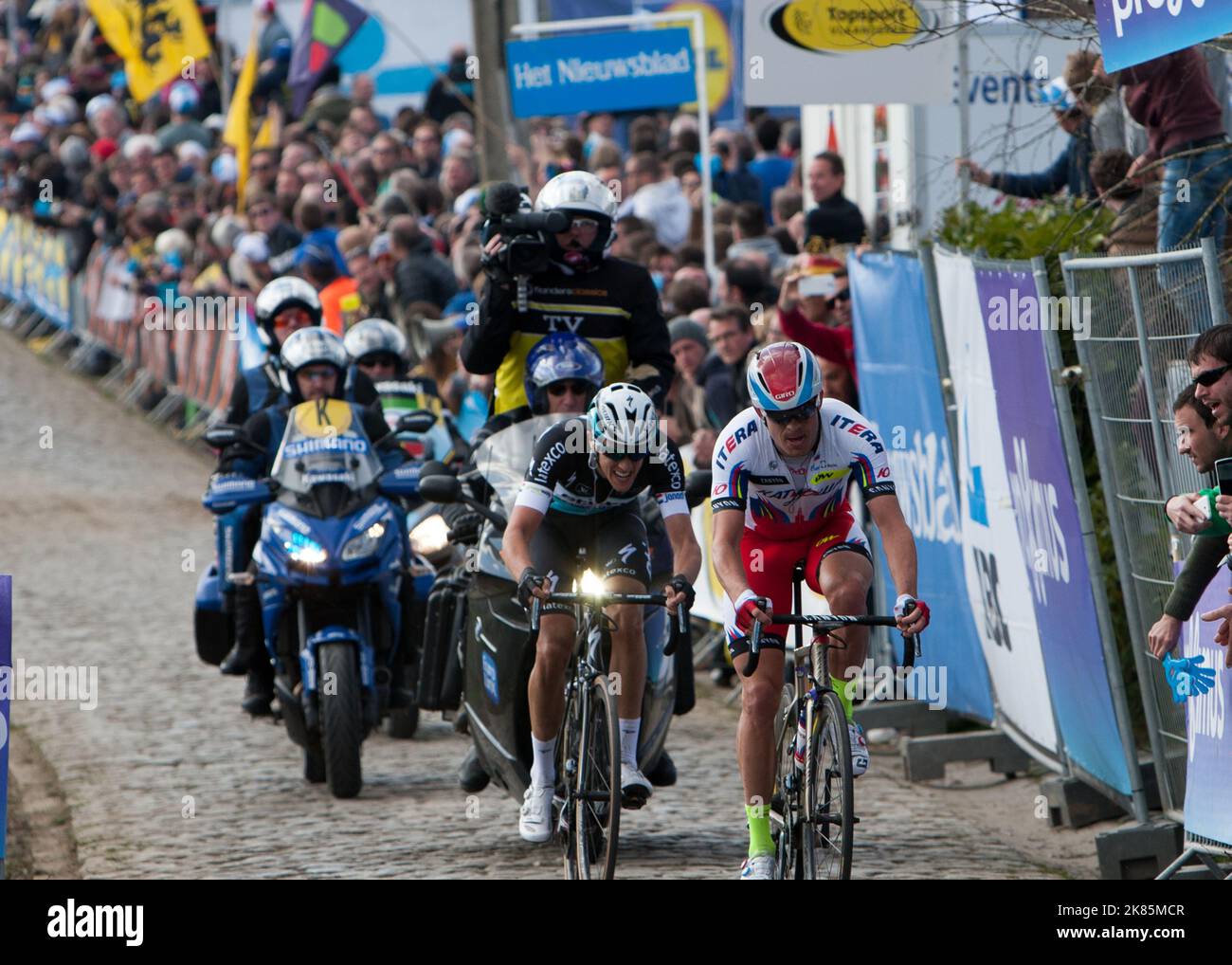 Katusha's Alexander Kristoff and Etixx Quick Step's Niki Terpstra ...