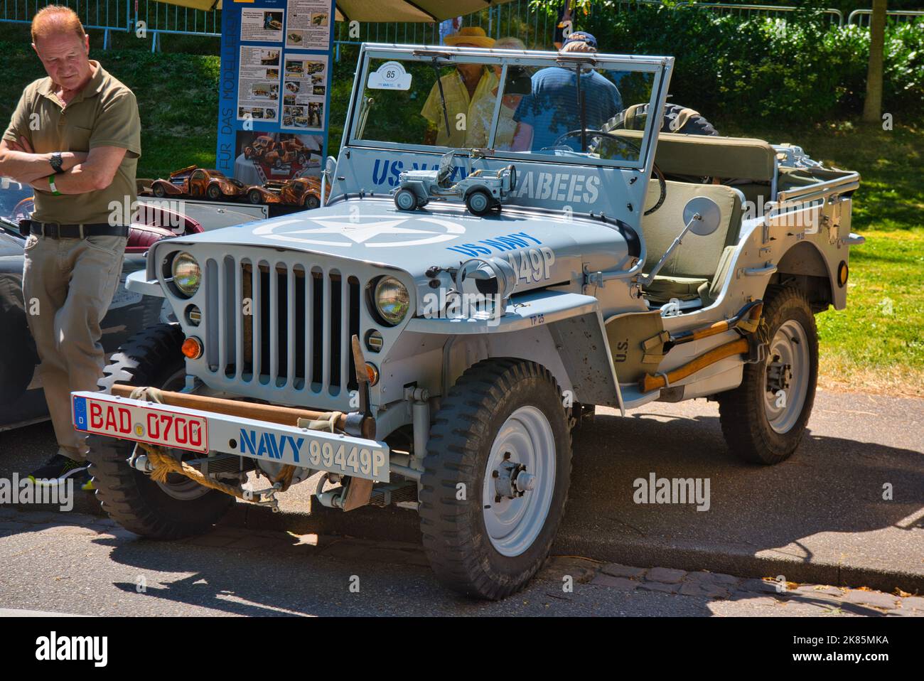 BADEN BADEN, GERMANY - JULY 2022: light steel blue Willys MB Ford GPW U ...