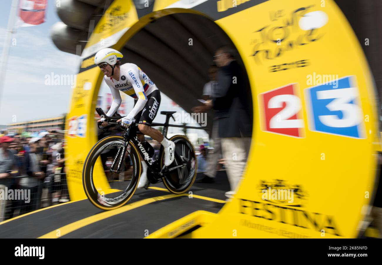 Rigoberto Uran Uran team Etixx Quick Step on the starting ramp during ...