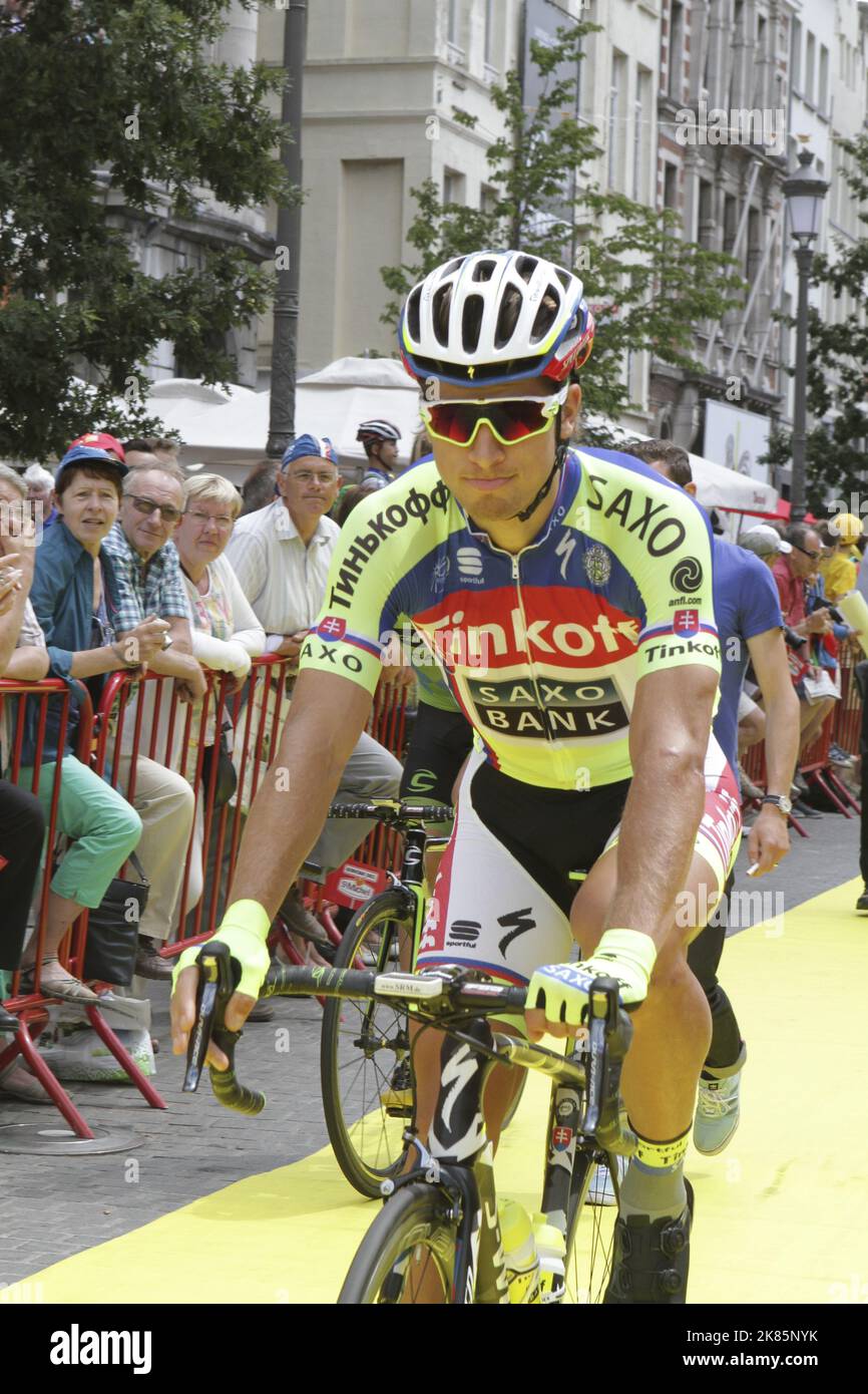 Peter Sagan of Slovakia Tinkoff Saxo Bank at the start of Stage 3 Tour ...