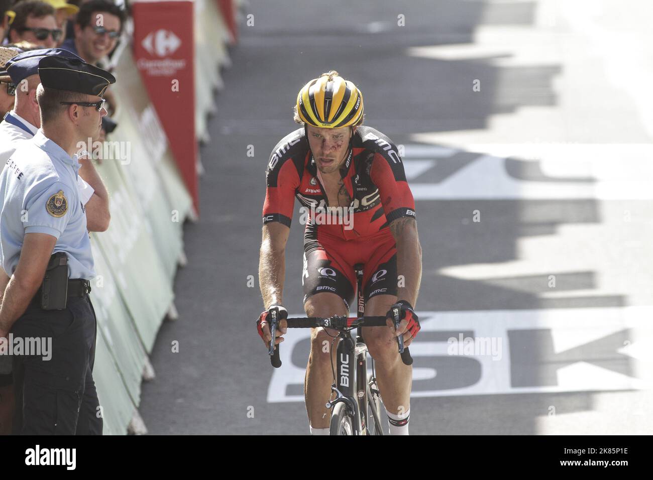 Daniel Oss of BMC crosses the line with evidence of a difficult day ...