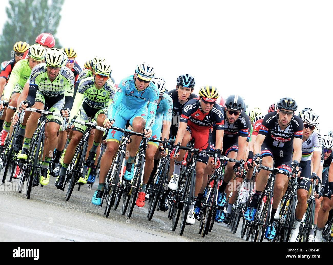 The peloton rides through Northern France, with Geraint thomas of Team ...