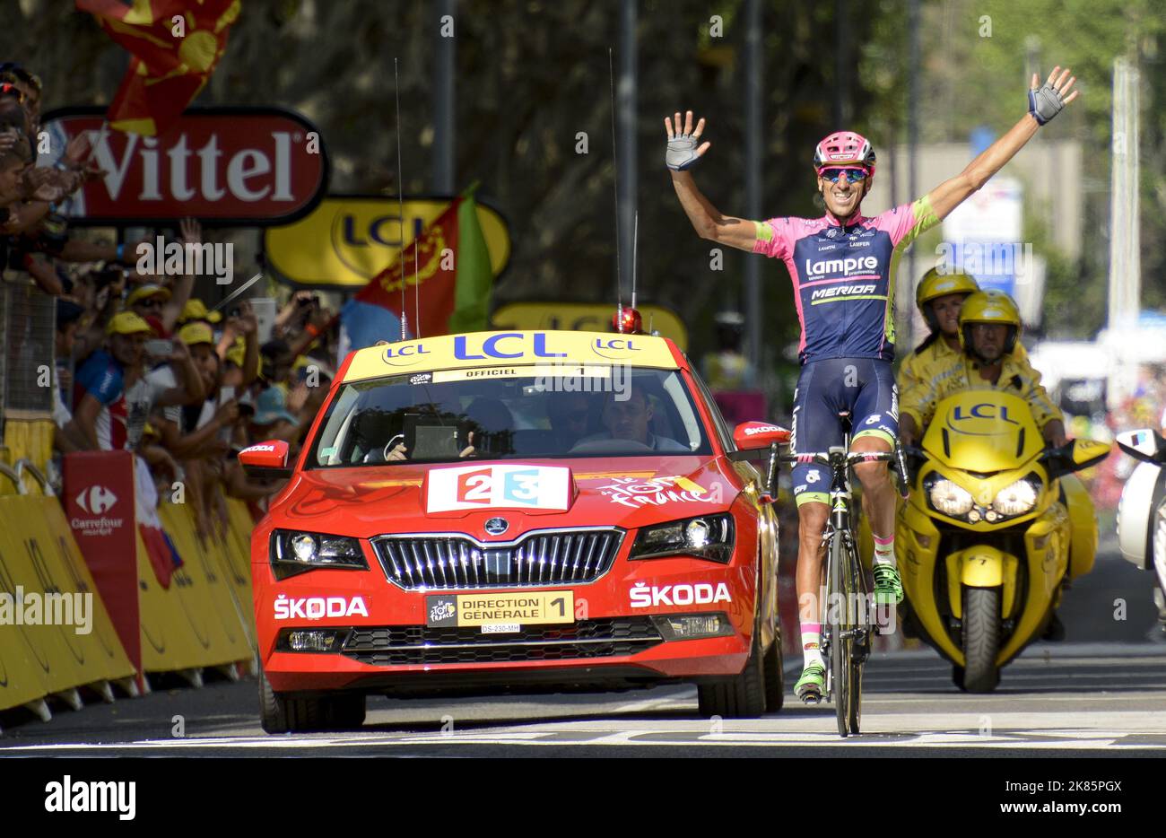 Ruben Plaza Moilina of team Lampre Merida wins the stage in a solo ...