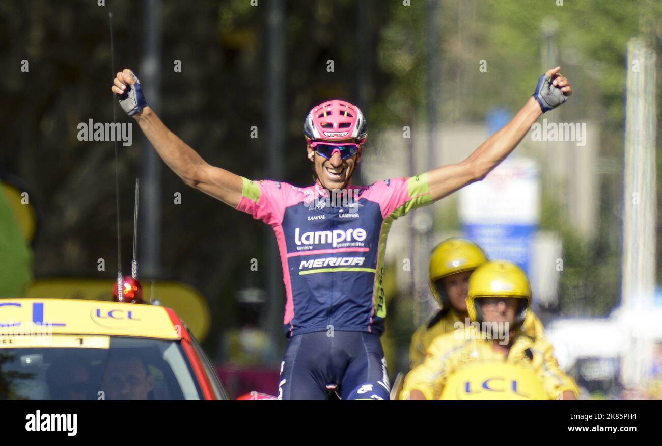 Ruben Plaza Moilina of team Lampre Merida wins the stage in a solo ...