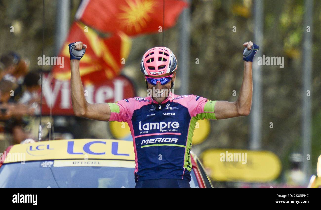 Ruben Plaza Moilina of team Lampre Merida wins the stage in a solo ...