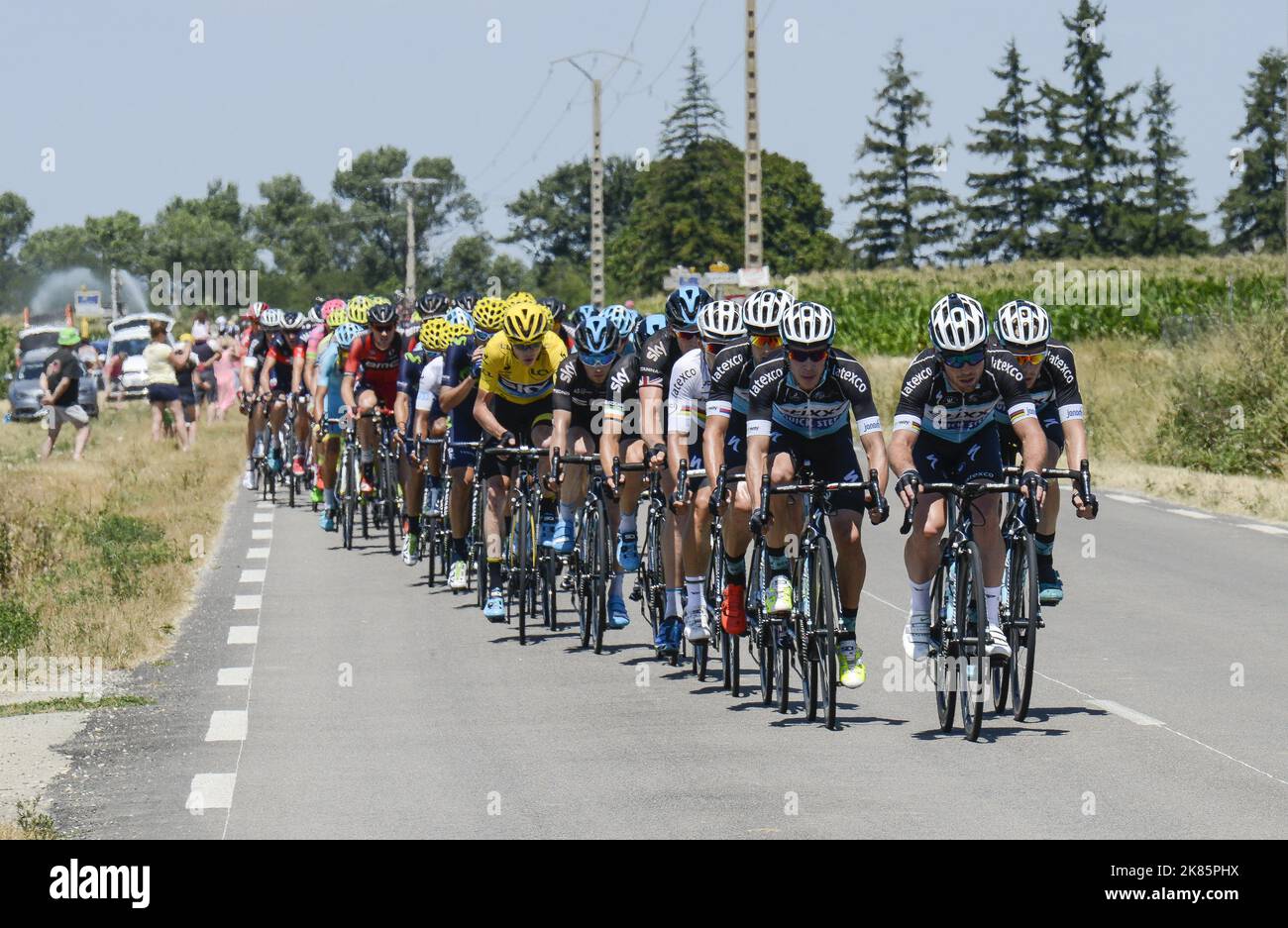 Mark Cavendish of team Etixx QuickStep rides at the front of the ...