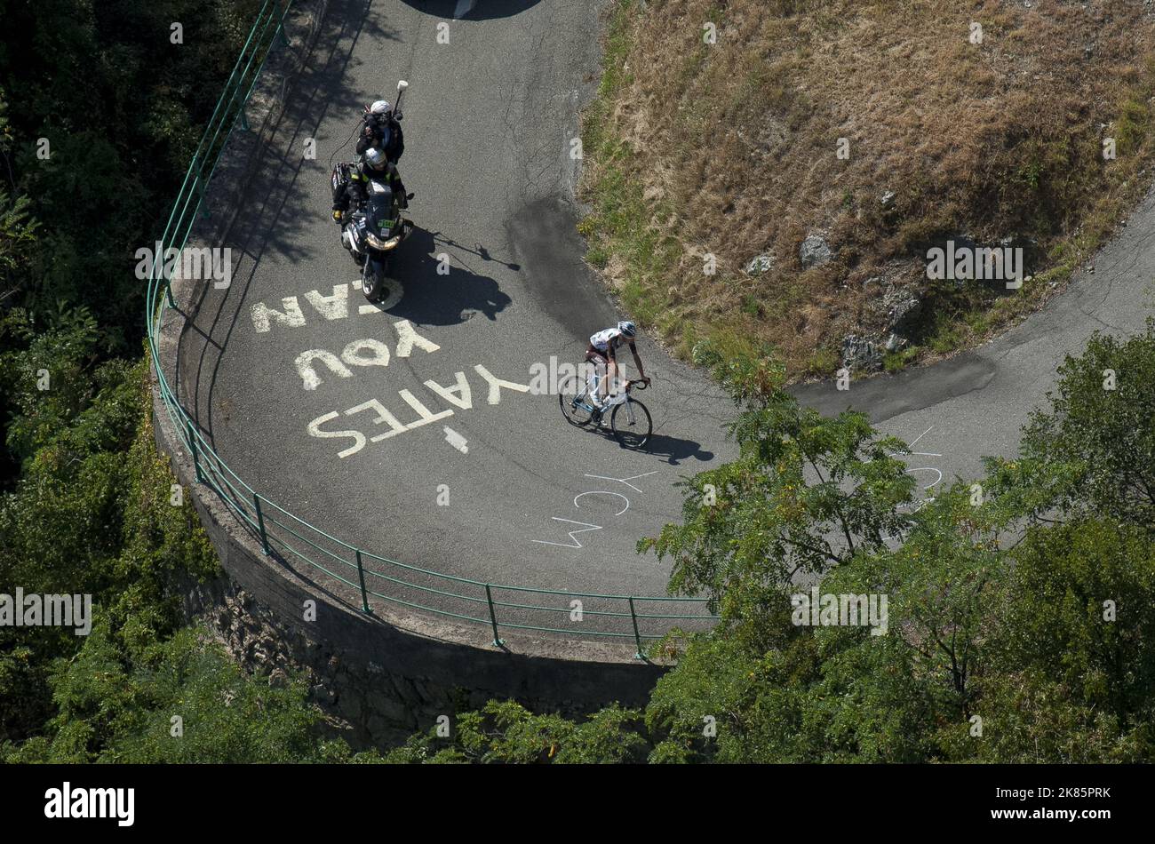 View of the Lacets de Montvernier - the final mountain climb of stage ...