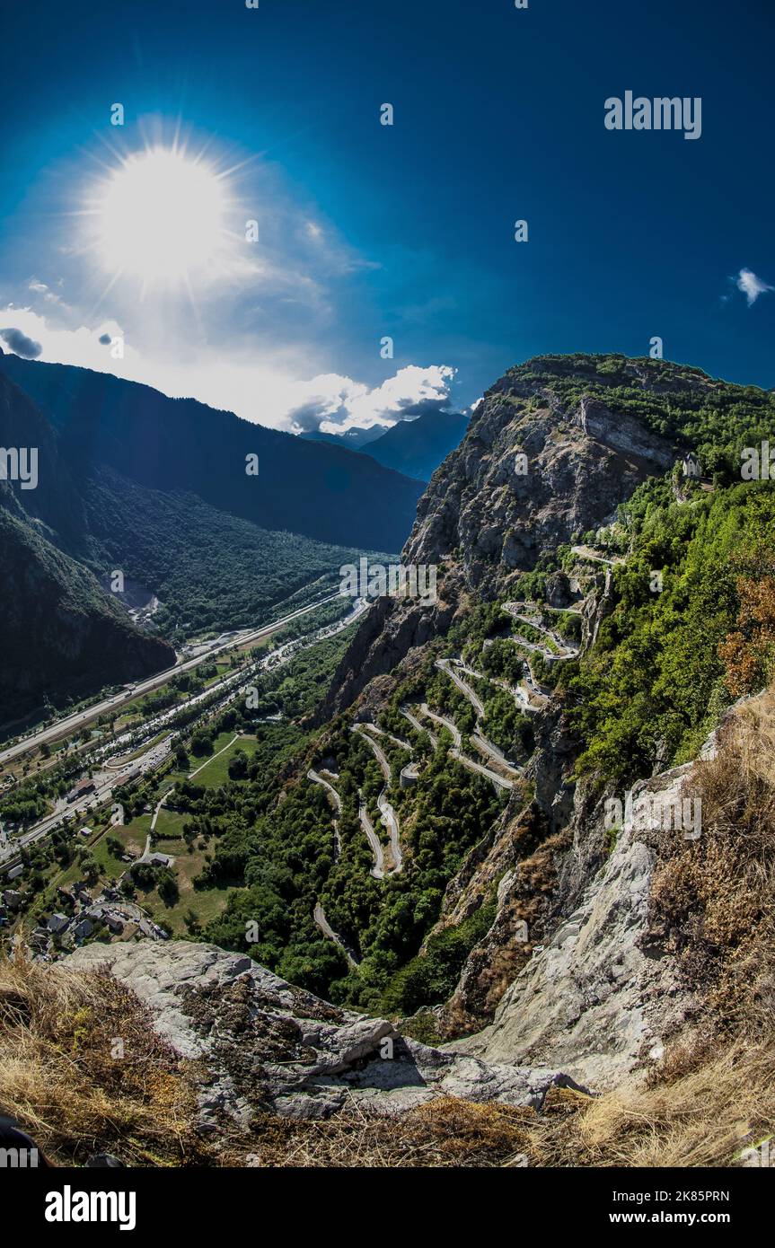 View of the Lacets de Montvernier - the final mountain climb of stage ...
