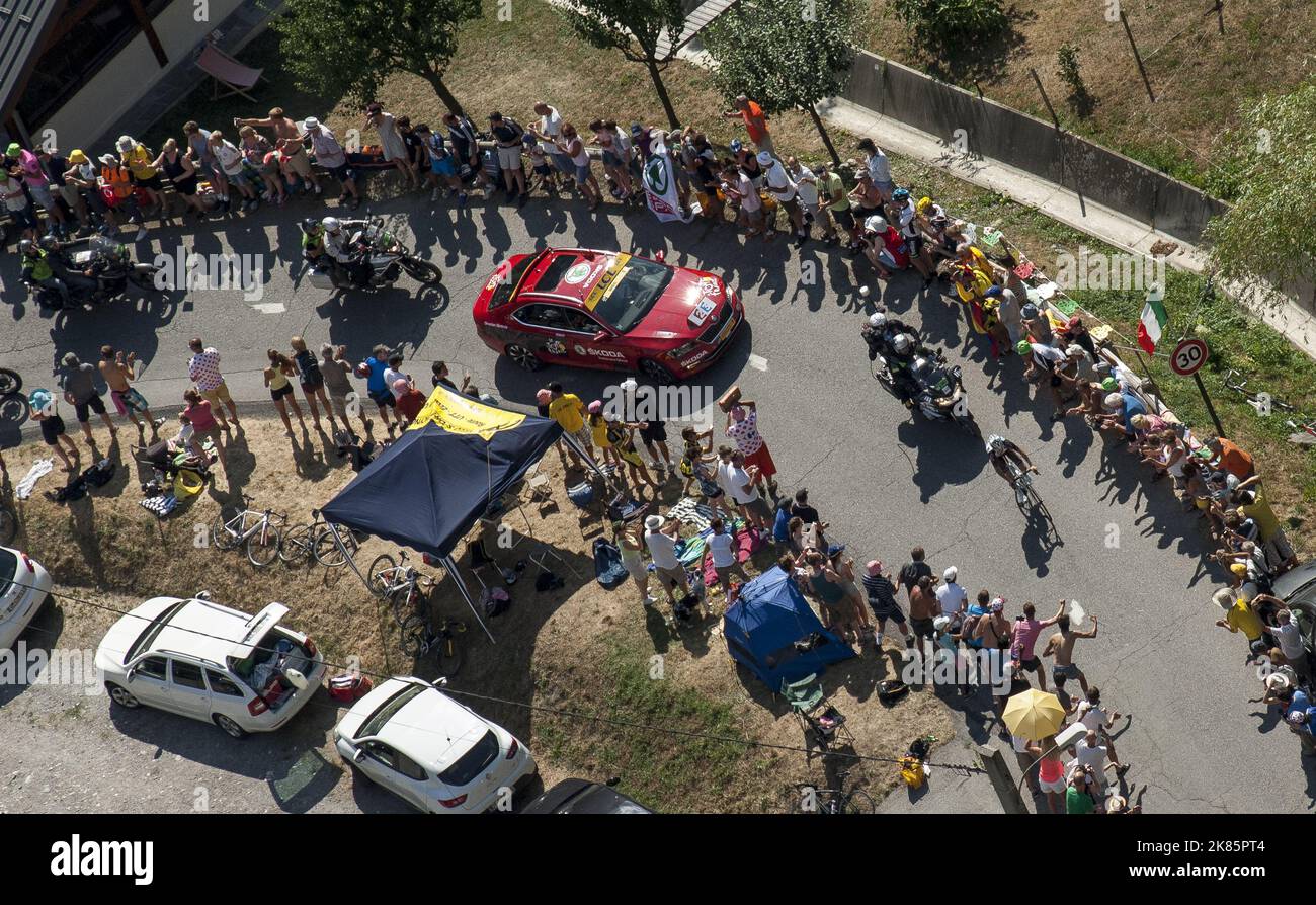 View of the Lacets de Montvernier - the final mountain climb of stage ...