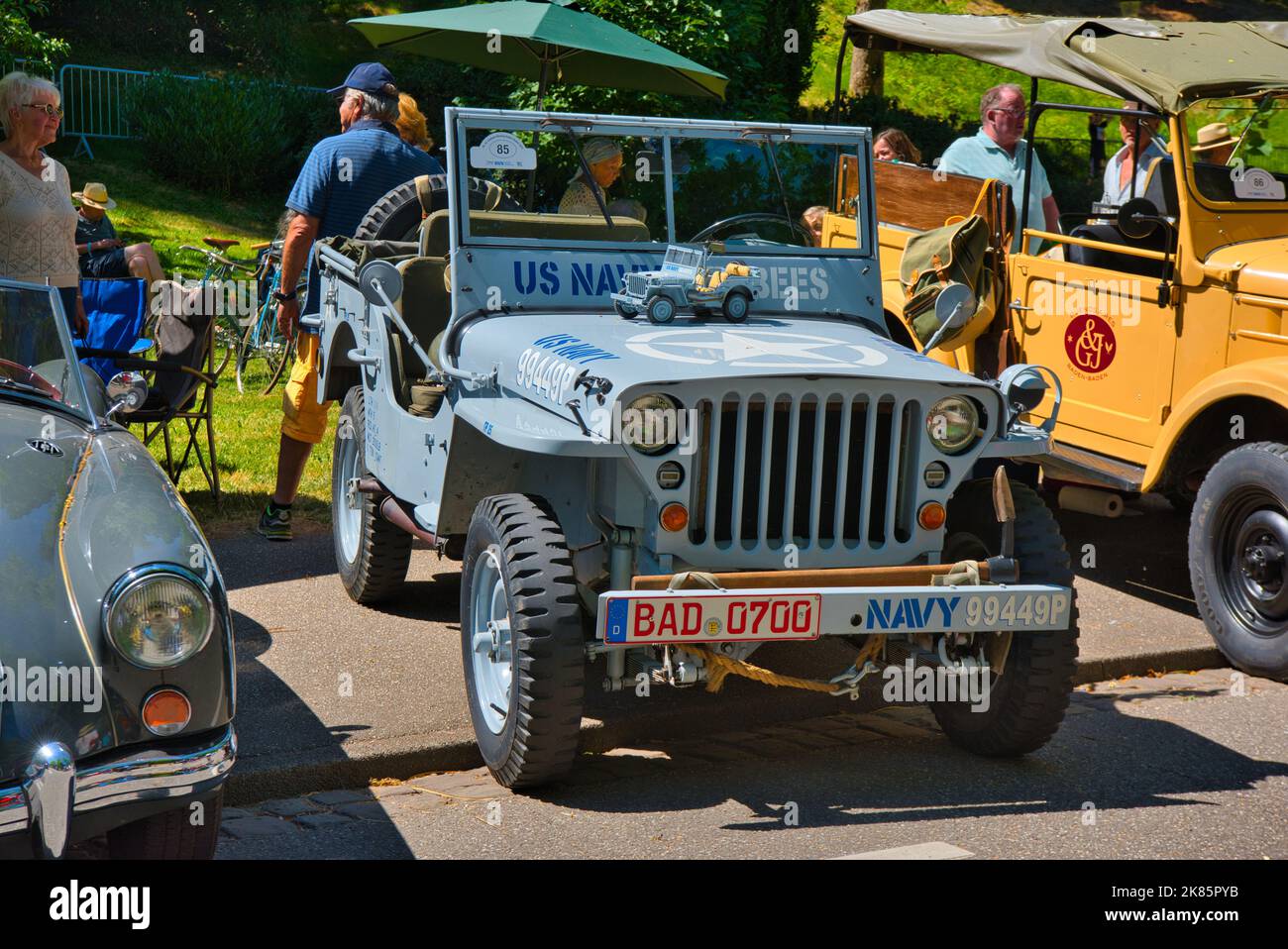 BADEN BADEN, GERMANY - JULY 2022: light steel blue Willys MB Ford GPW U ...