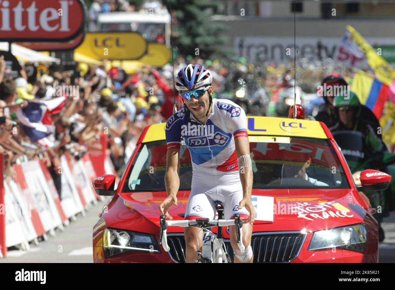 Thibaut Pinot - FDJ crosses the finish line in the Alpe D'Huez Stock ...
