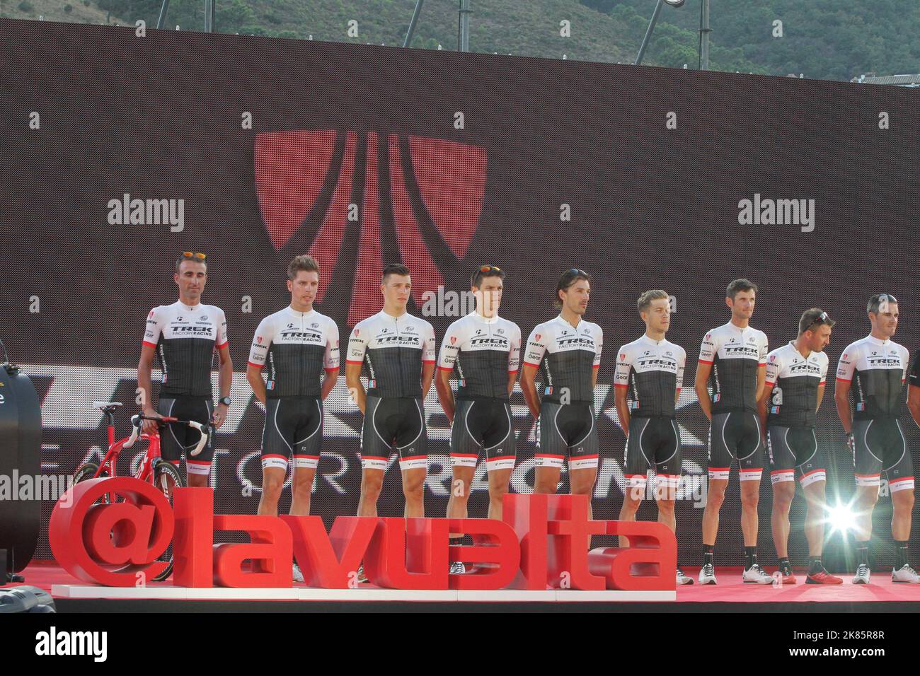 trek team presentation Vuelta a Espana 2015 Stock Photo - Alamy