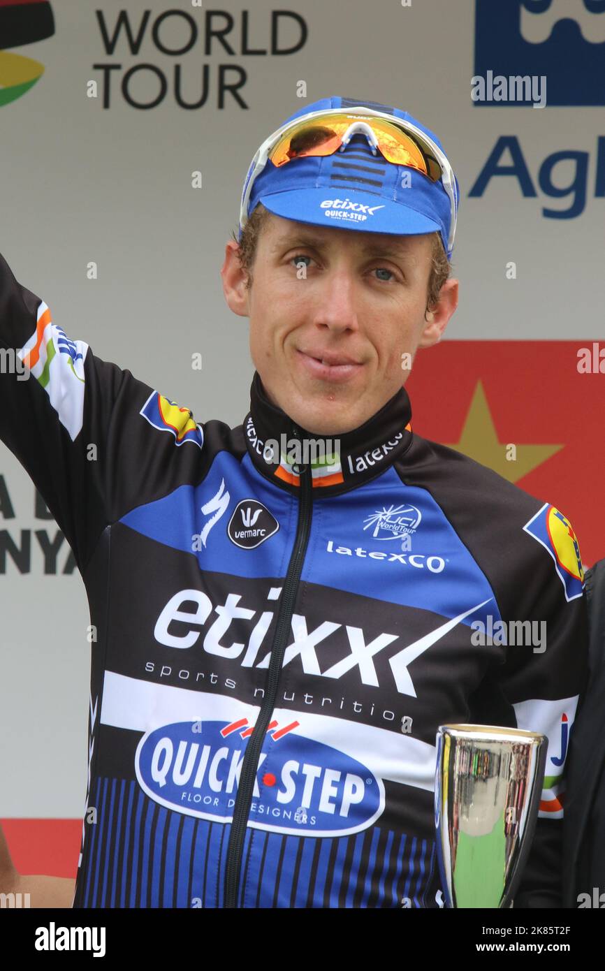Dan Martin of ProTeam Etixxâ€“Quick-Step on the podium as he takes ...