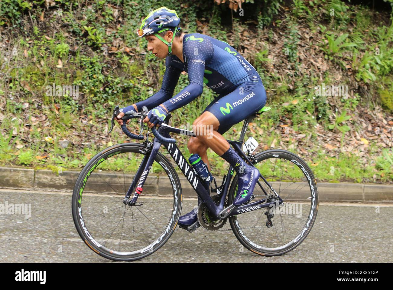 Nairo Quintana of Colombia Movistar competes in the time trial of final ...