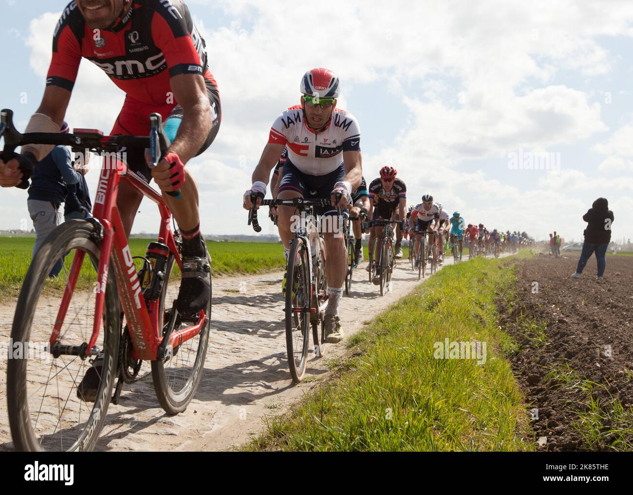 Riders from BMC and IAM Cycling lead the chase trying to bring the ...