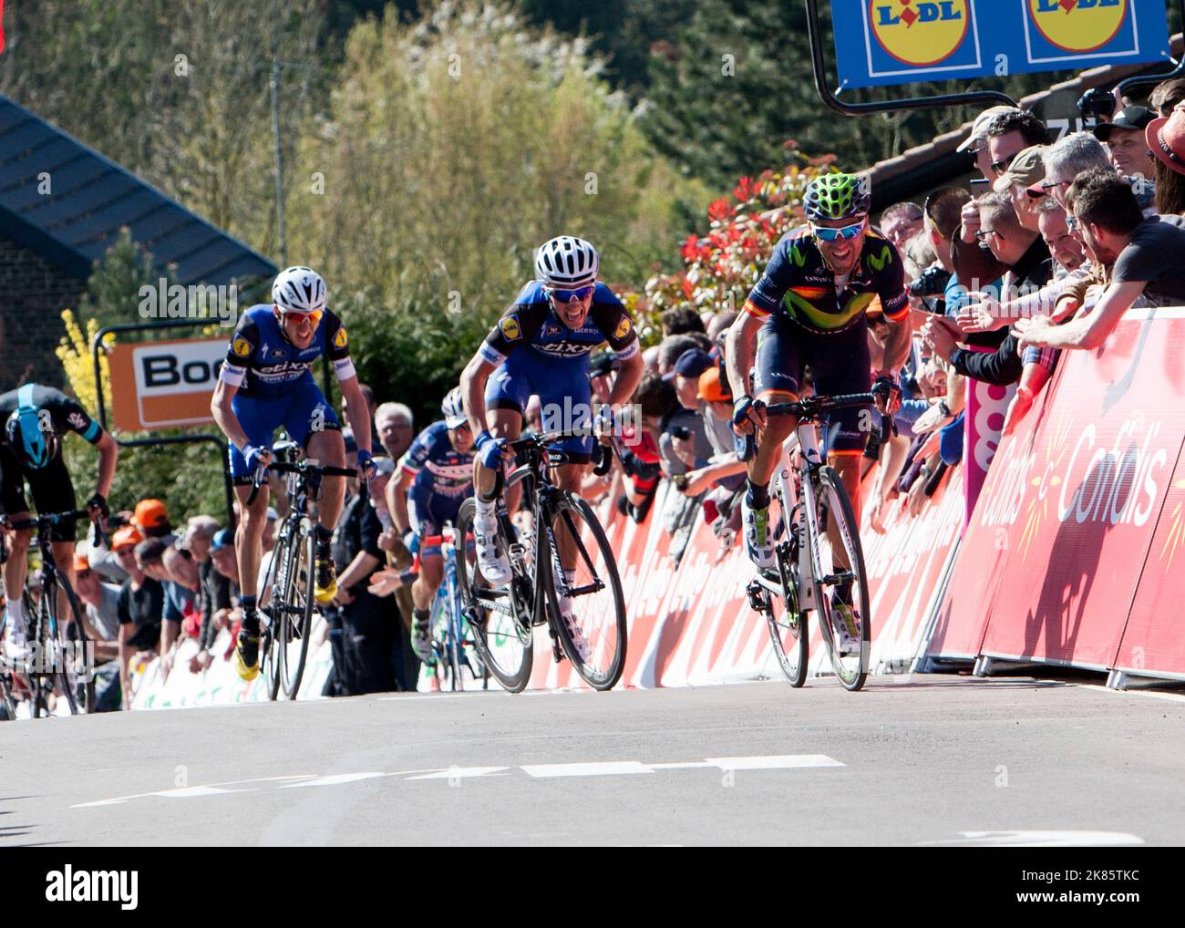 Alejandro Valverde (Movistar) leads Ettix Quick Steps' Julian ...