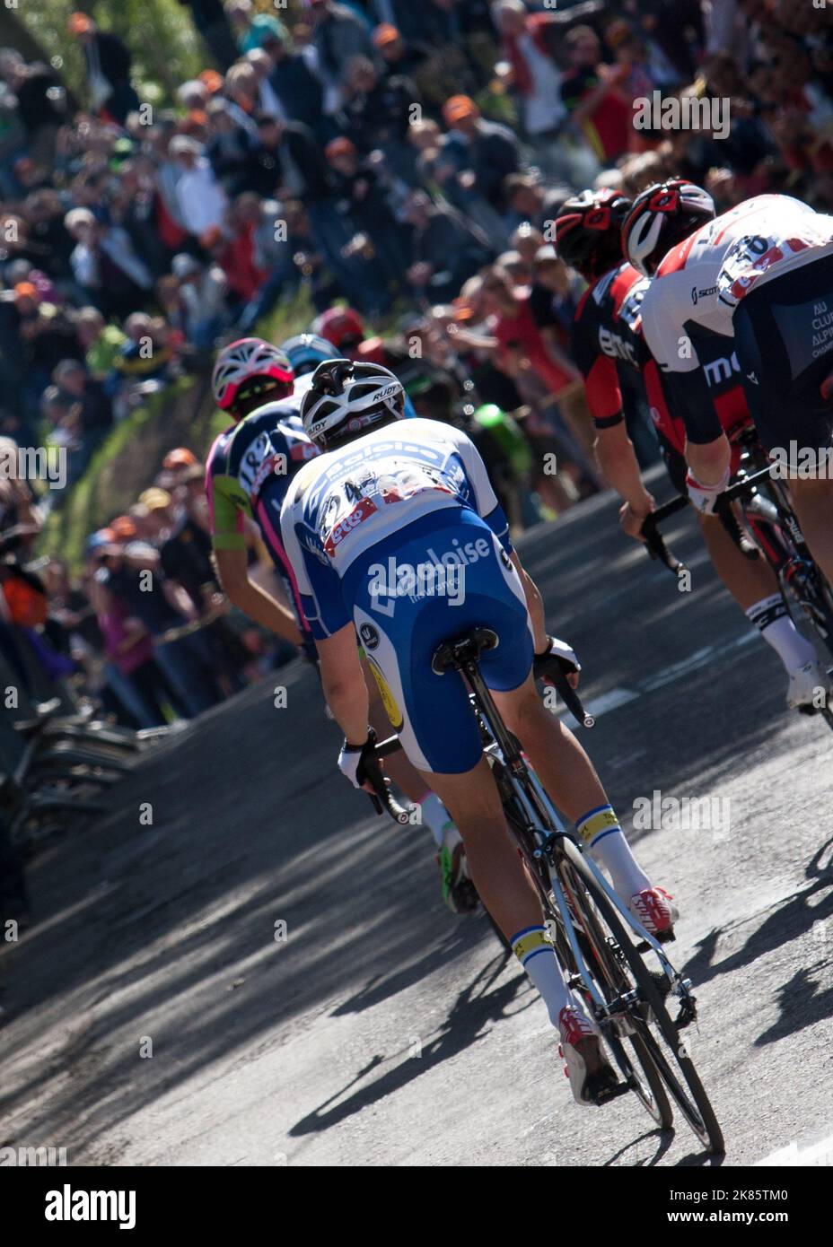The break makes its way up the Mur de Huy for the first time Stock ...