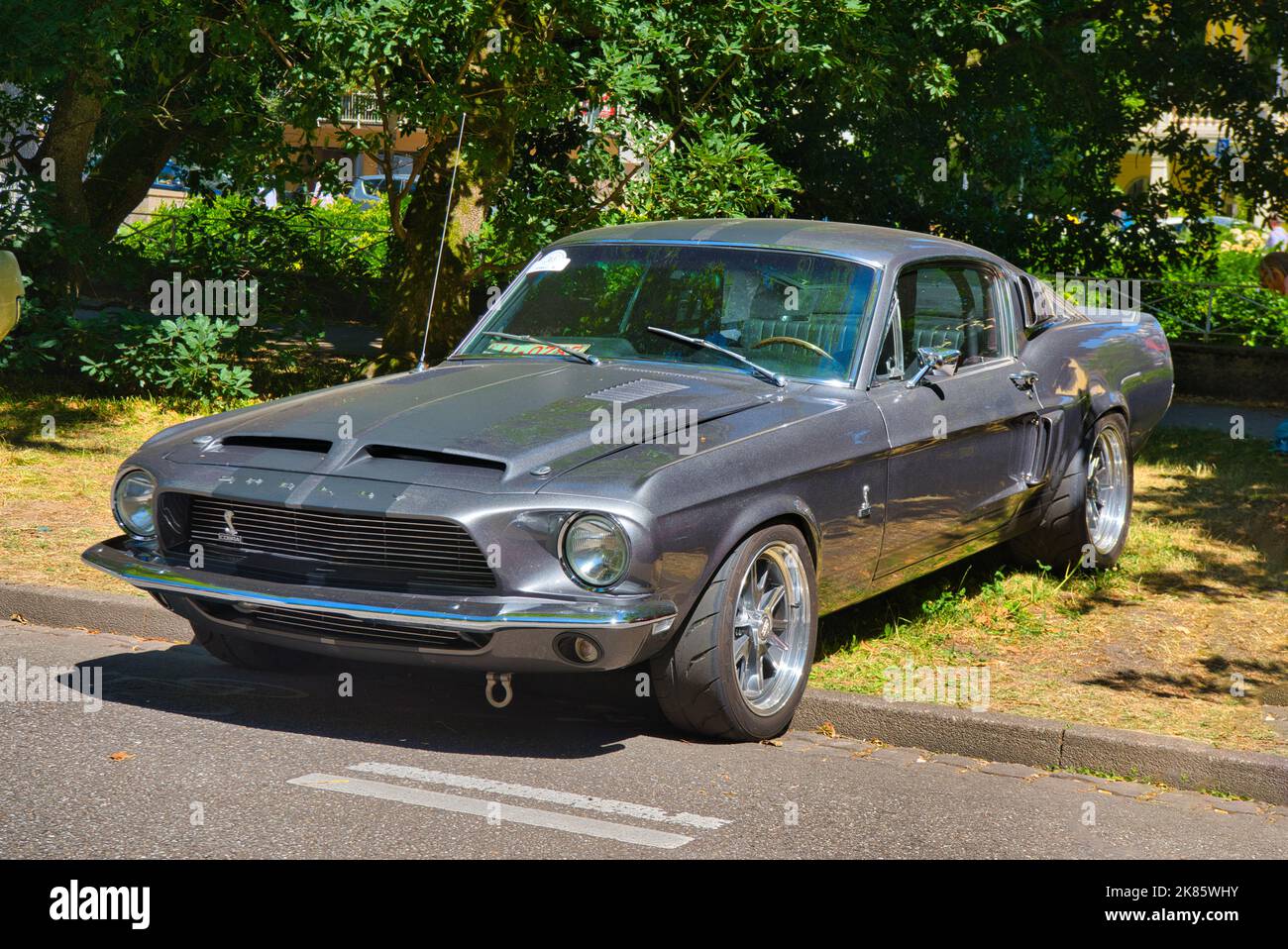 BADEN BADEN, GERMANY - JULY 2022: grey gray Shelby Mustang Ford sport ...