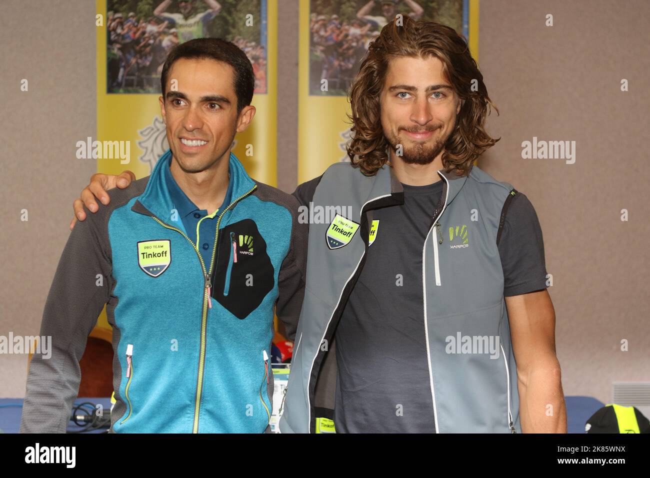 Alberto Contador and Peter Sagan (right) of Tinkoff during a press ...