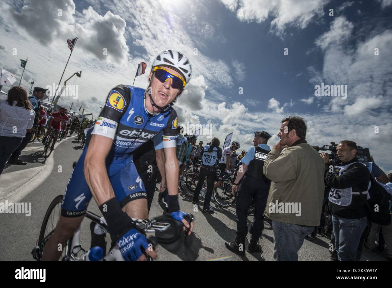 Dan Martin - Team Etixx QuickStep crosses the finish line Stock Photo ...