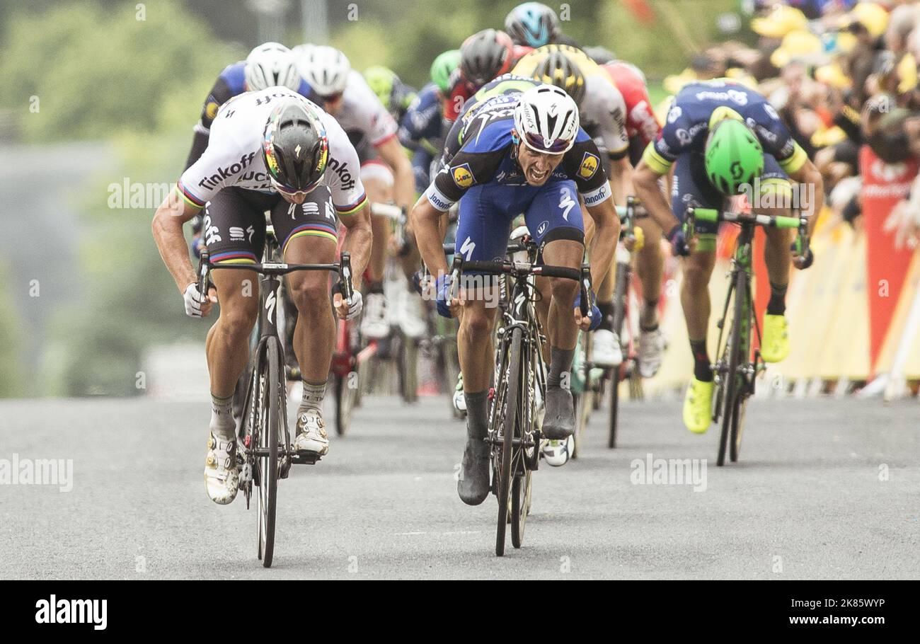 Peter Sagan team Tinkoff, wins the stage in a sprint finish in front of ...