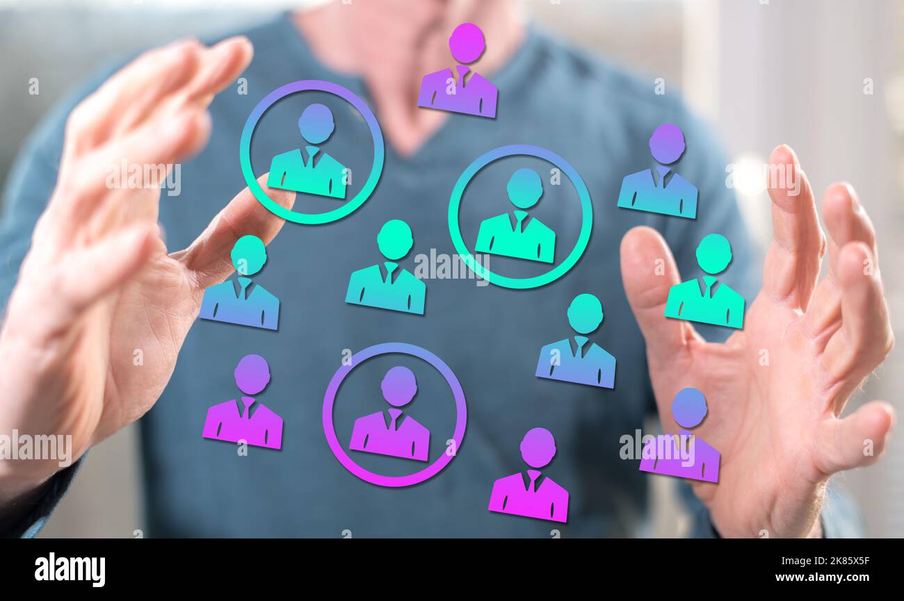Prospects concept between hands of a man in background Stock Photo - Alamy