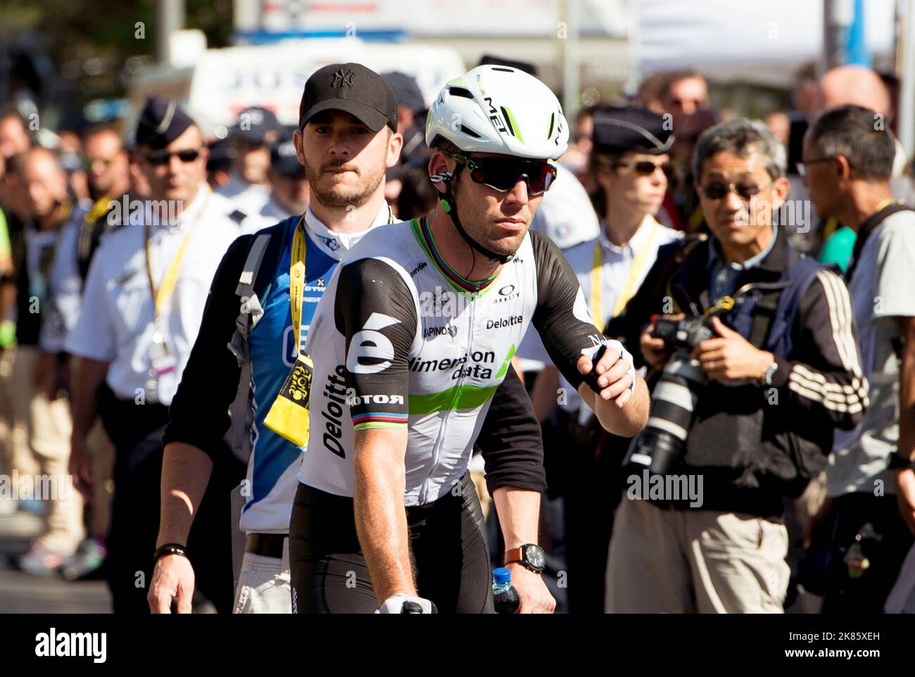 Great Britain's Mark Cavendish of Team Dimension Data arrives at the ...