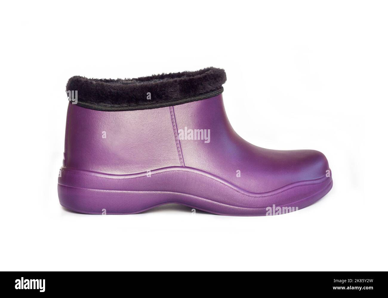 Purple rubber insulated galoshes isolated on white background with ...