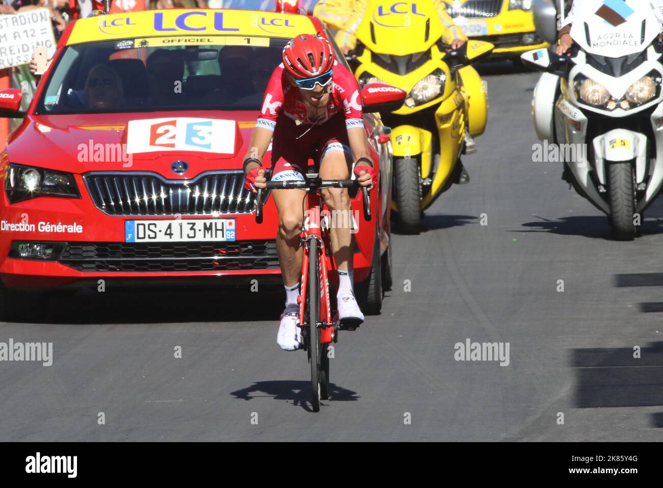 Russia's Ilnur Zakarin - Team Katusha - Wins the stage in Finhaut ...