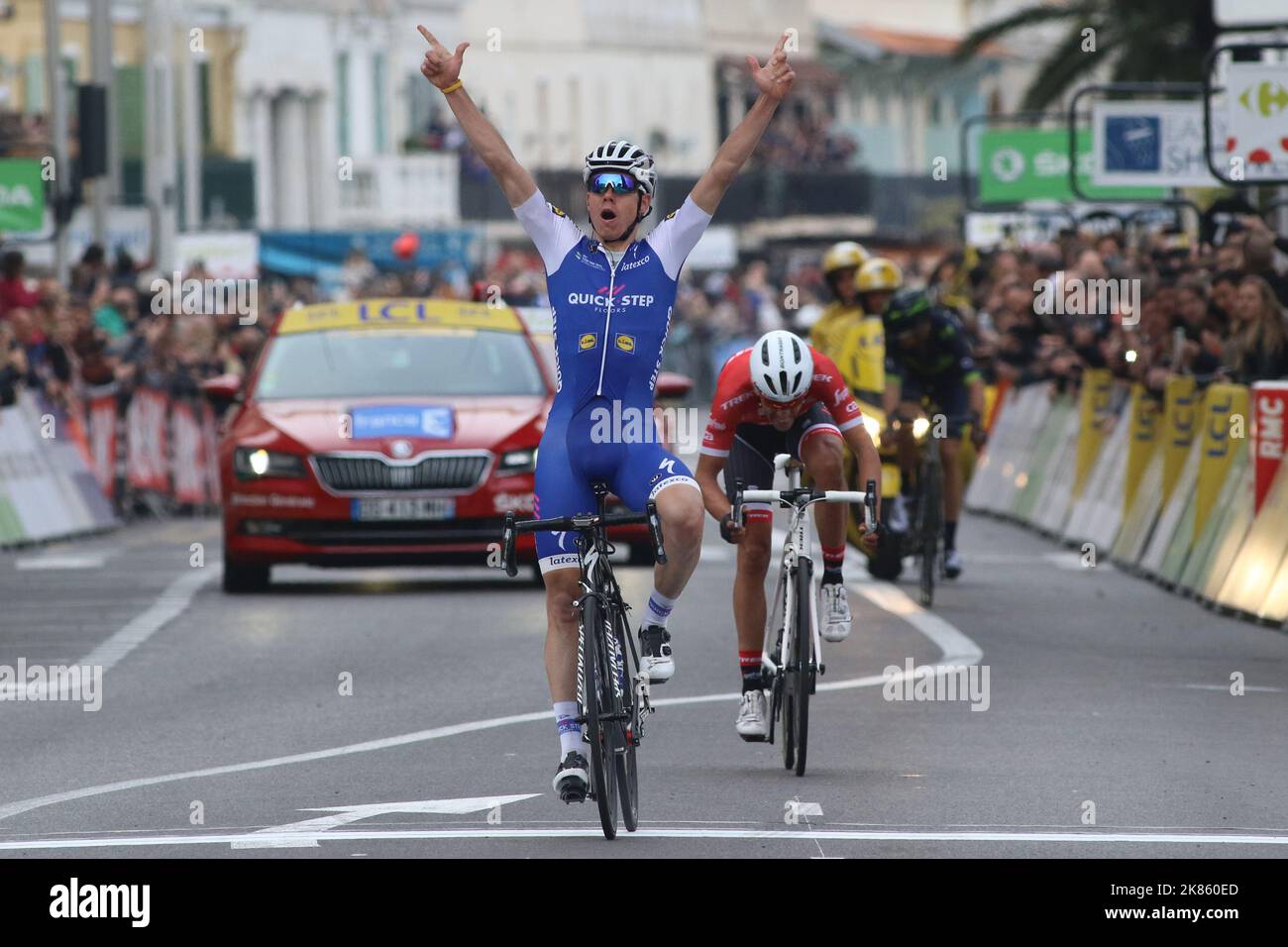 David De La Cruz of Quick-Step and Alberto Contador of Trek Segafredo ...
